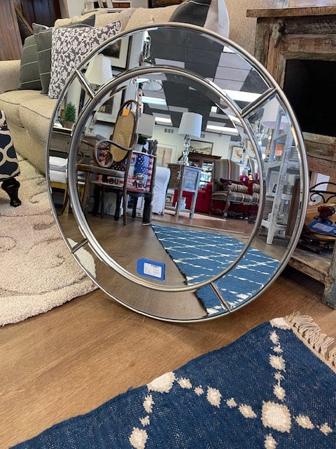 Round Silver Rim Mirror
